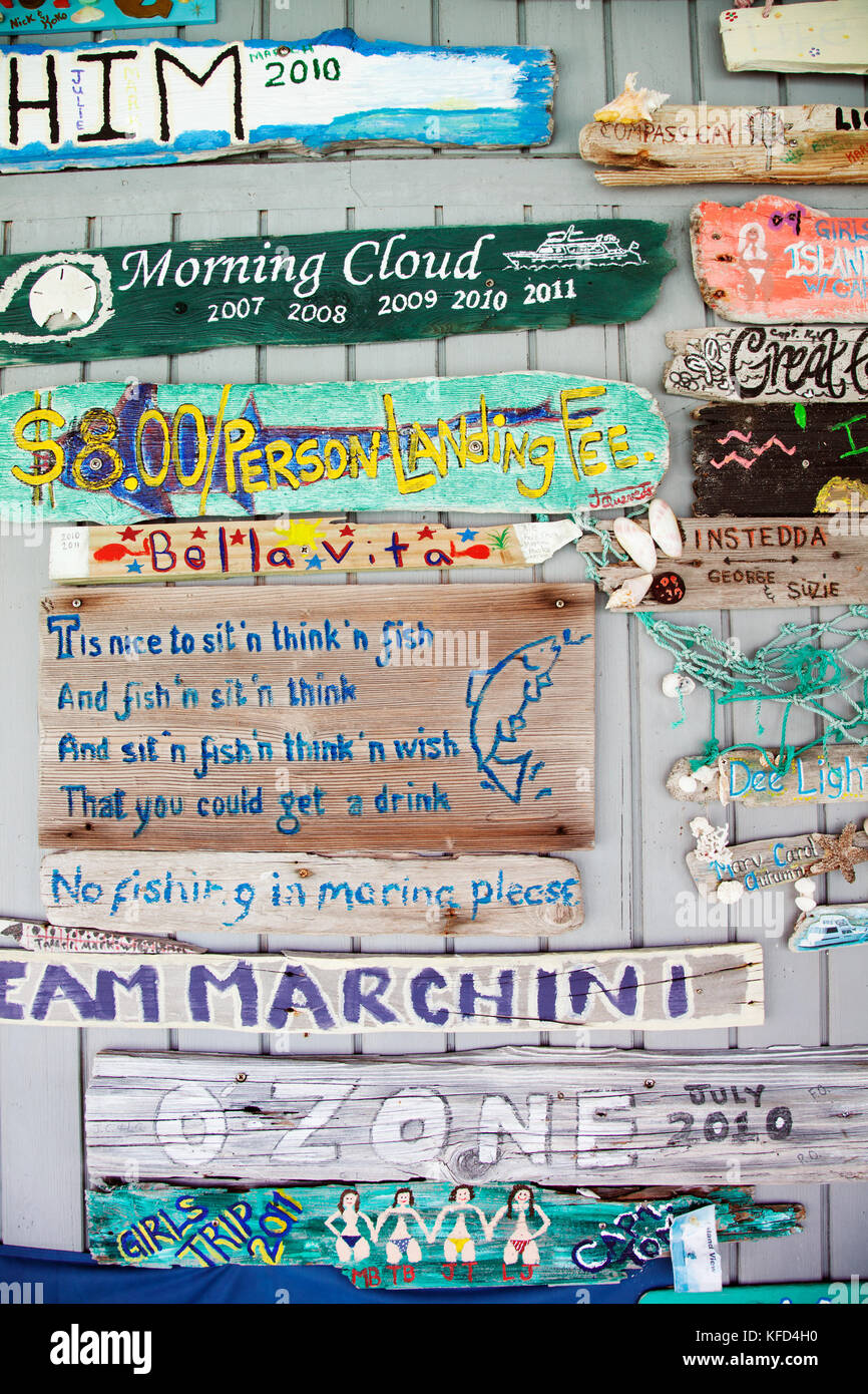 EXUMA, Bahamas. Detail of walls of the Compass Cay Marina Stock Photo ...