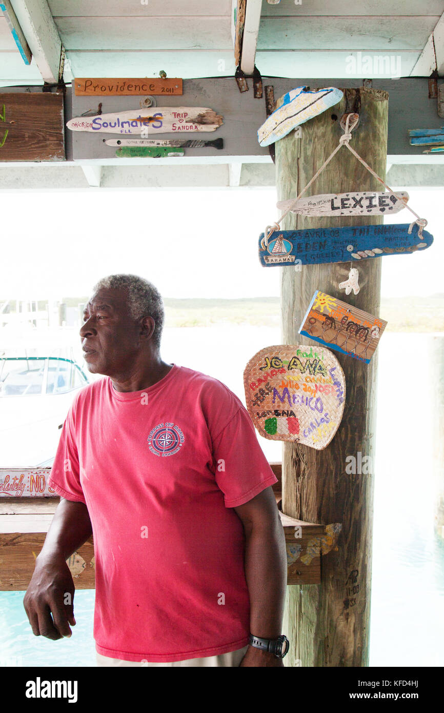 EXUMA, Bahamas. Tucker Rolle, owner of Compass Cay at the Compass Cay ...