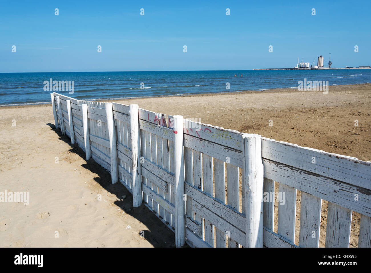Fence on beach, Apulia, Italy Stock Photo - Alamy