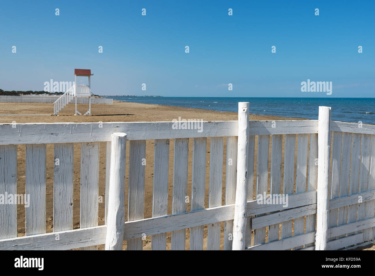 Fence on beach, Apulia, Italy Stock Photo - Alamy