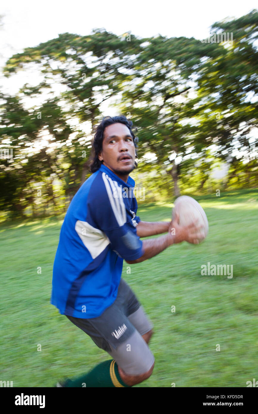 FRENCH POLYNESIA, Moorea. A local rugby team called Team Rotui ...