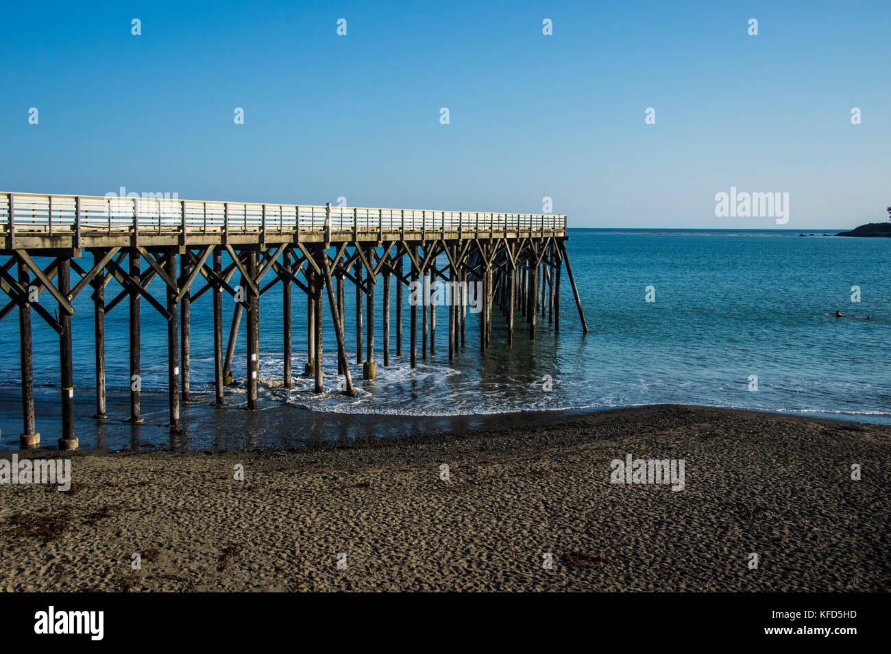 Long pier at the W R Hearst Memorial State Beach below Hearst castle ...