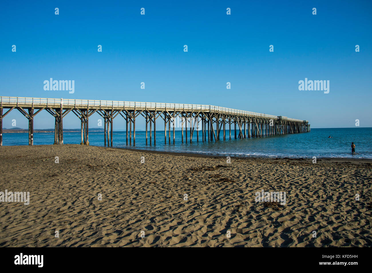 Long pier at the W R Hearst Memorial State Beach below Hearst castle ...
