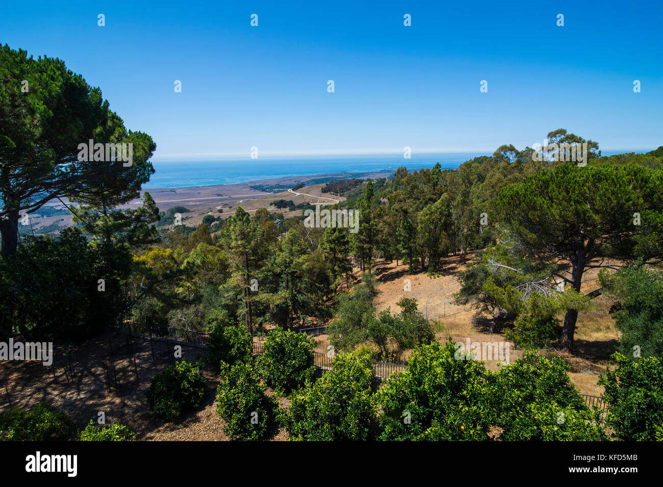 Overlook over the ground from Hearst castle, Big Sur, California, USA ...