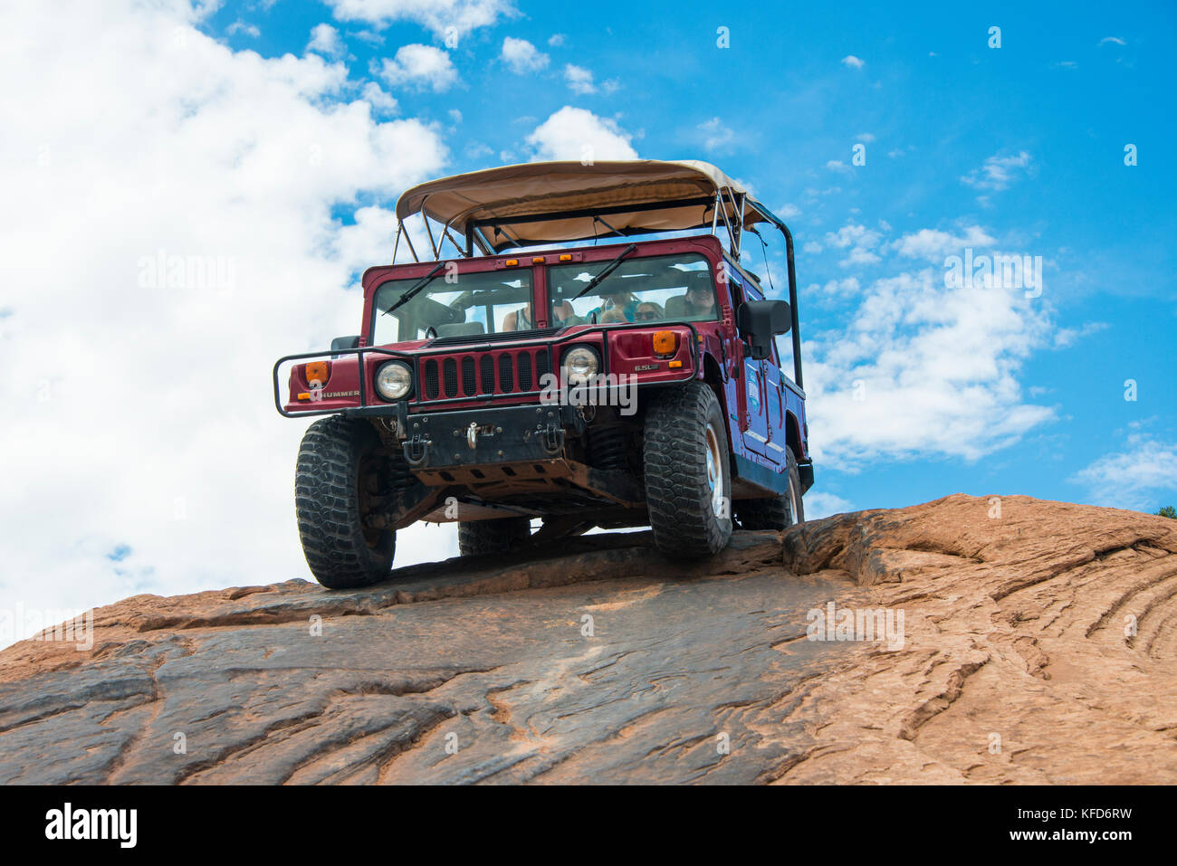 Hummer driving on the, slickrock trail. Moab, Utah, USA Stock Photo - Alamy