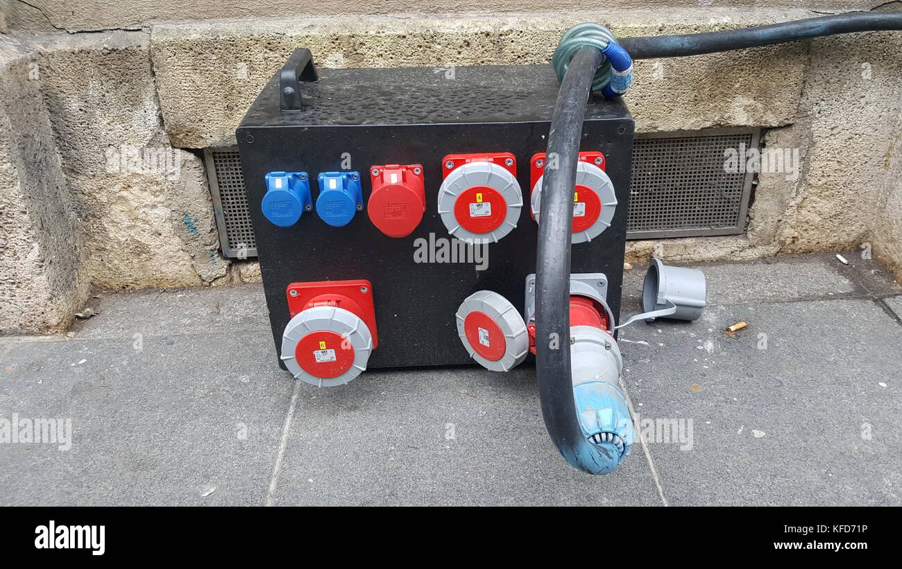 Large PCE distribution black box with multiple industrial sockets and ...