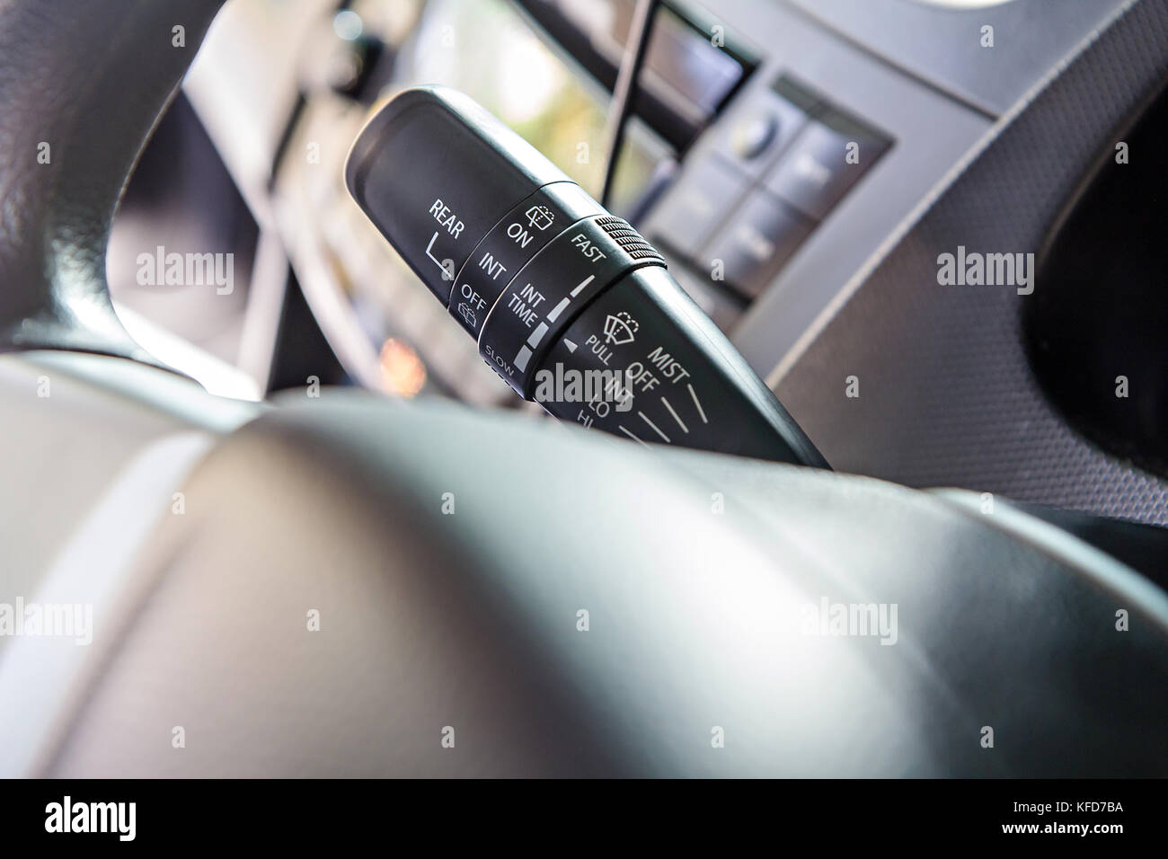 Car wiper control stick, car interior detail Stock Photo - Alamy