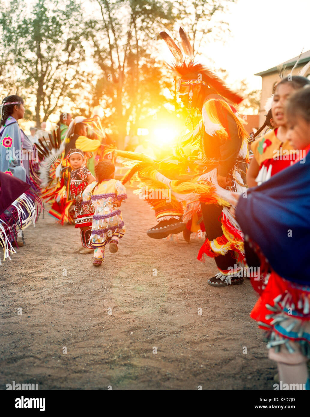USA, Arizona, Holbrook, group of Navajo Dancers at sunset Stock Photo ...