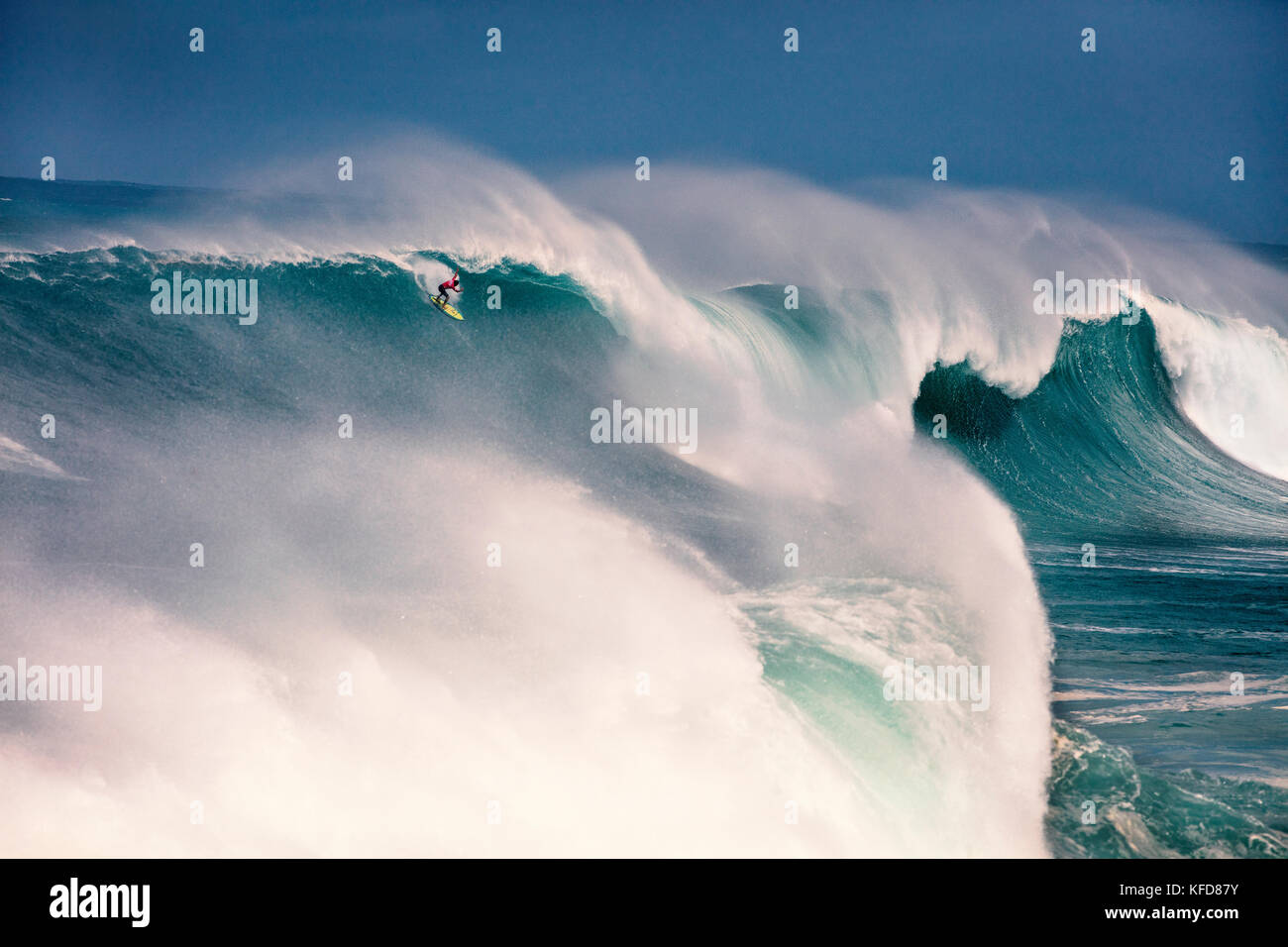 HAWAII, Oahu, North Shore, Eddie Aikau, 2016, surfers competing in the ...