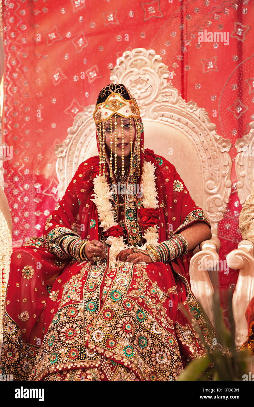 MAURITIUS, portrait of Bride Anishtah Hurloll during the ceremony at ...