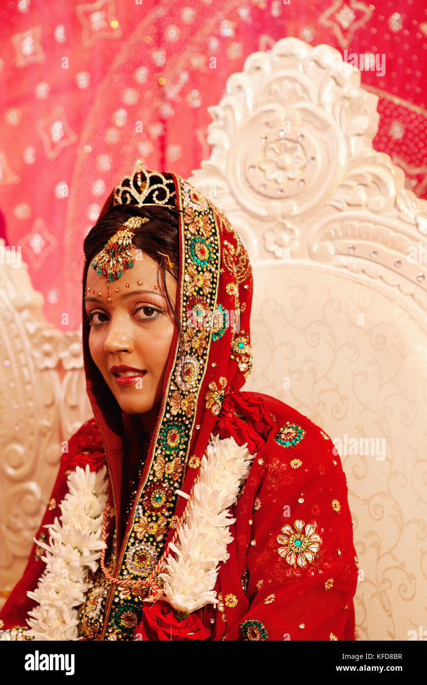 MAURITIUS, portrait of Bride Anishtah Hurloll during the ceremony at ...