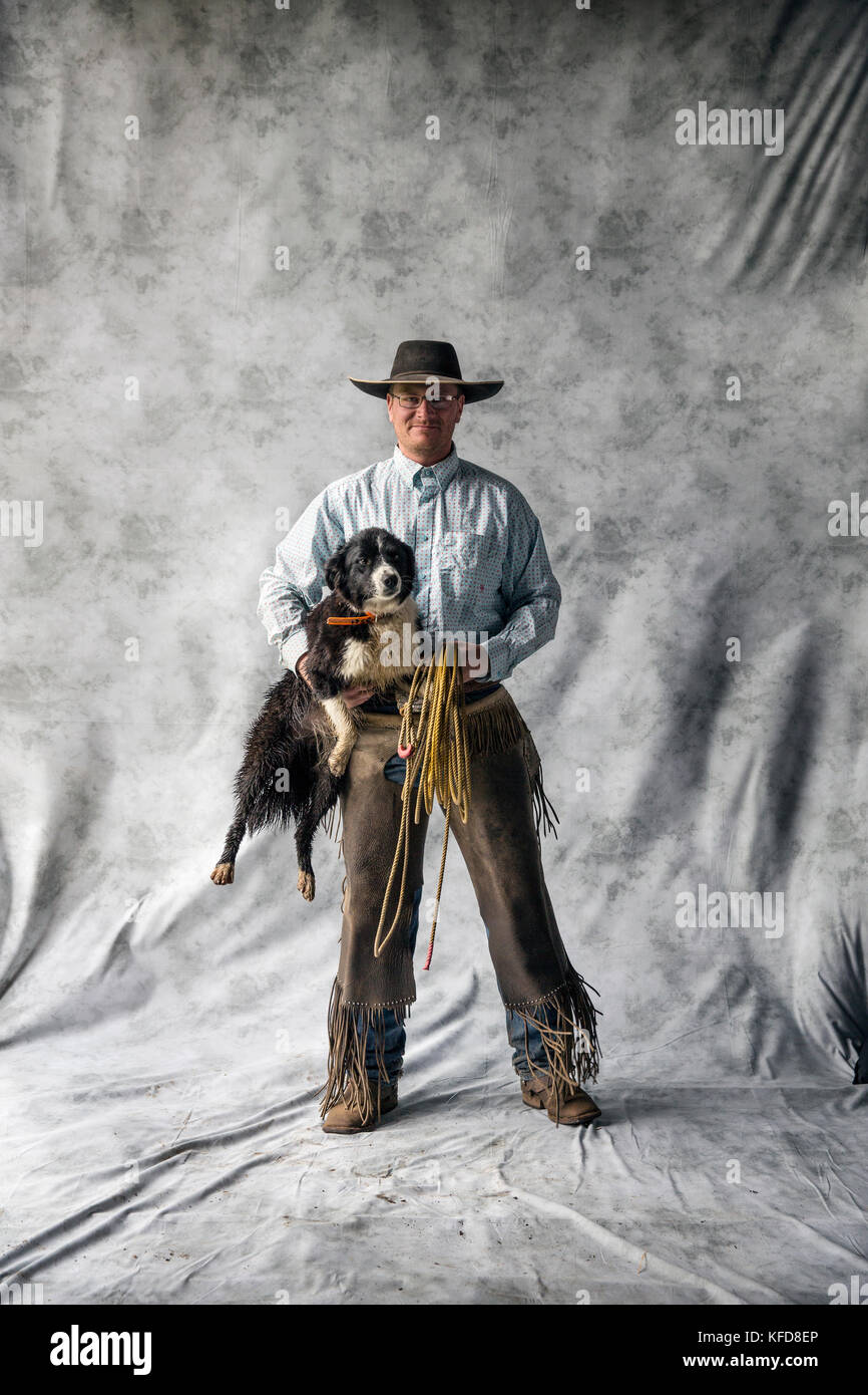 USA, Oregon, Enterprise, portrait of Cowboy Cody Ross at the Snyder ...