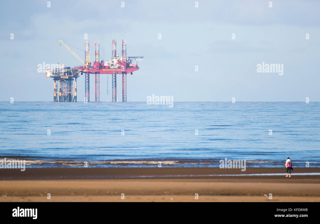Morecambe Bay oil rig on the north west coast of England Stock Photo ...