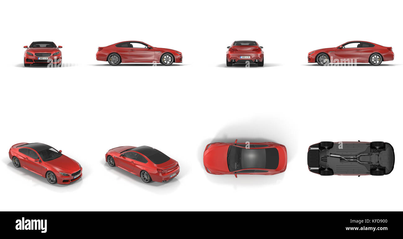 Brandless generic red car isolated on white 3D Illustration Stock Photo ...