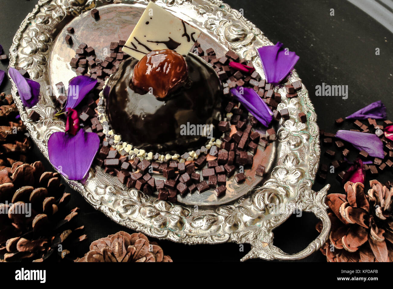 chocolate bomb cake Stock Photo - Alamy