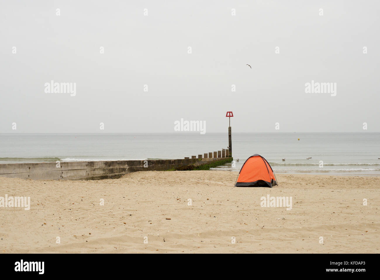Small tent pitched on the beach Stock Photo - Alamy