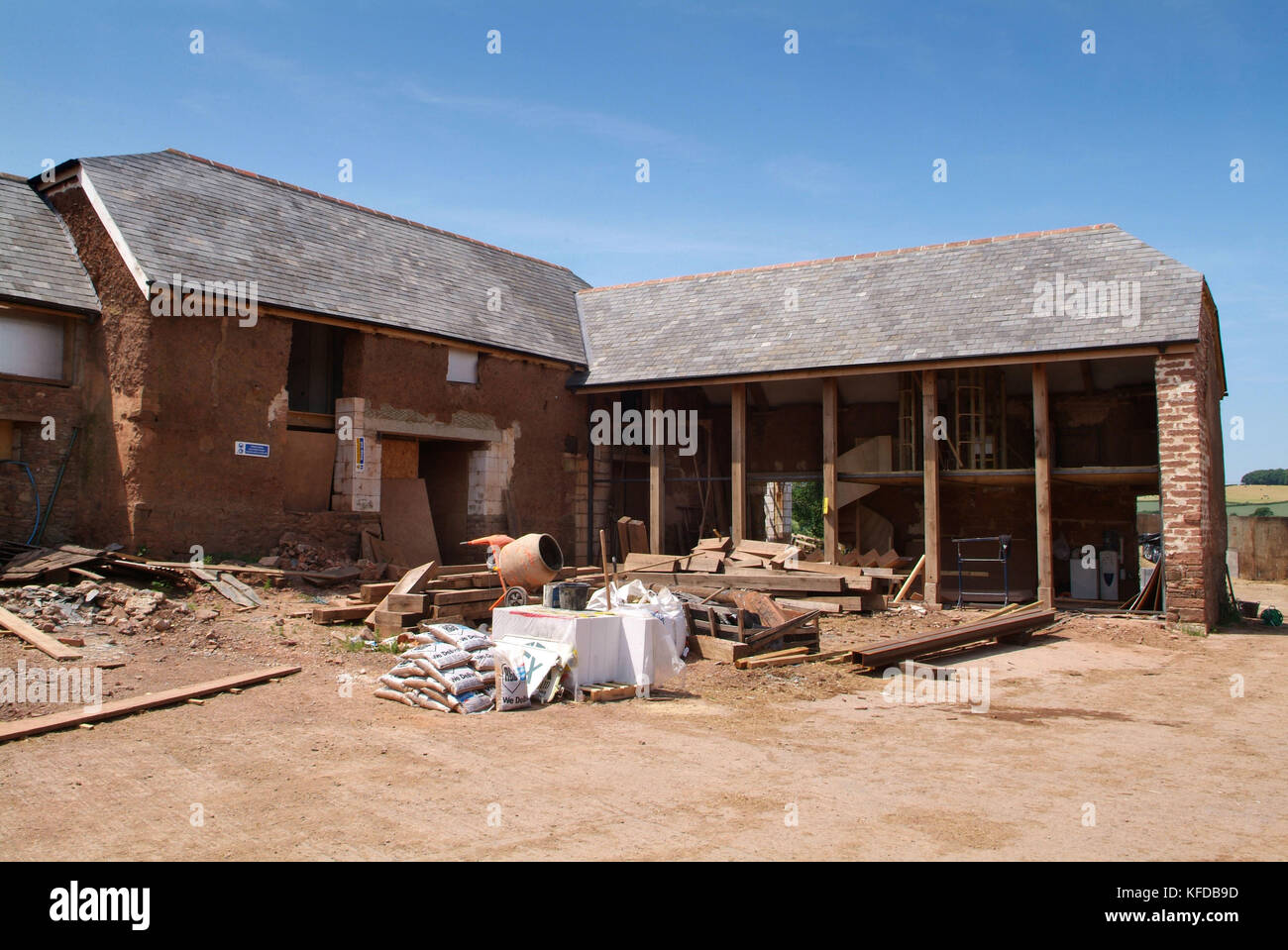 Ben & Hannah Huggins Devonshire farm conversion at an early stage Stock ...