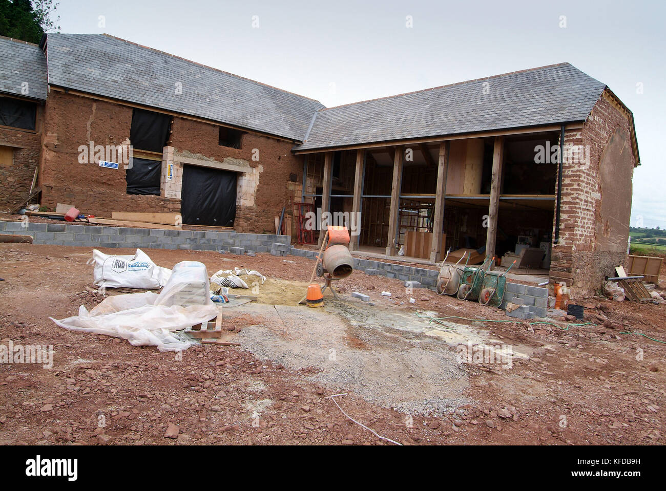 Ben & Hannah Huggins Devonshire farm conversion at an early stage Stock ...