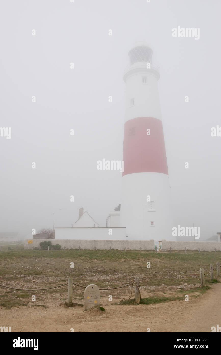 Portland Bill Lighthouse in the fog Stock Photo - Alamy