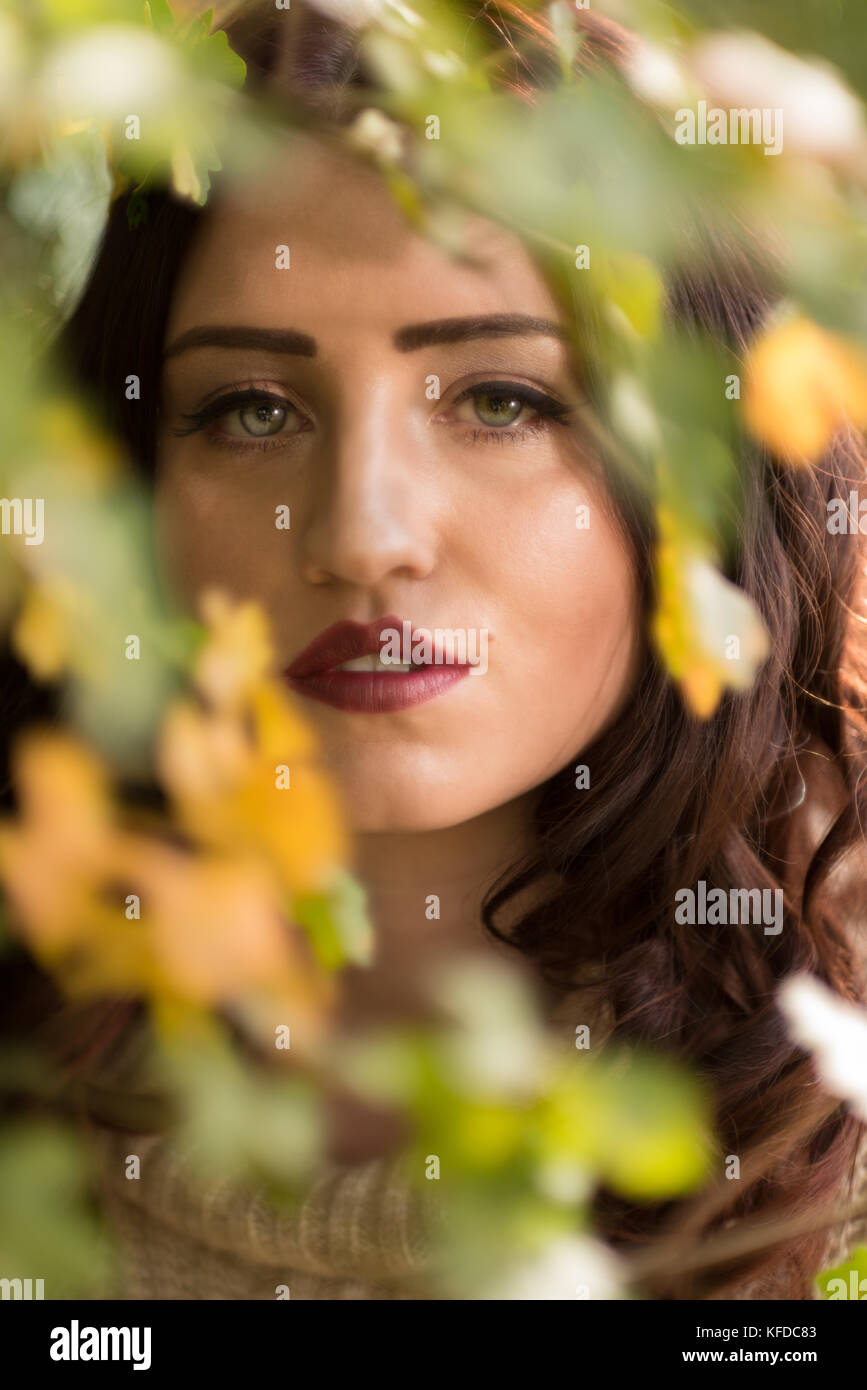 Young beautiful woman in autumn fall season Stock Photo - Alamy