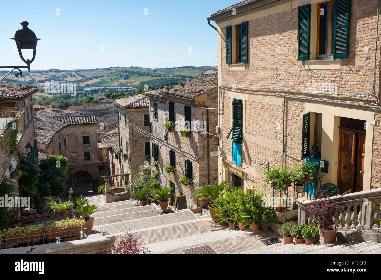 Corinaldo (Ancona, Marches, Italy): the historic town at morning. Well ...