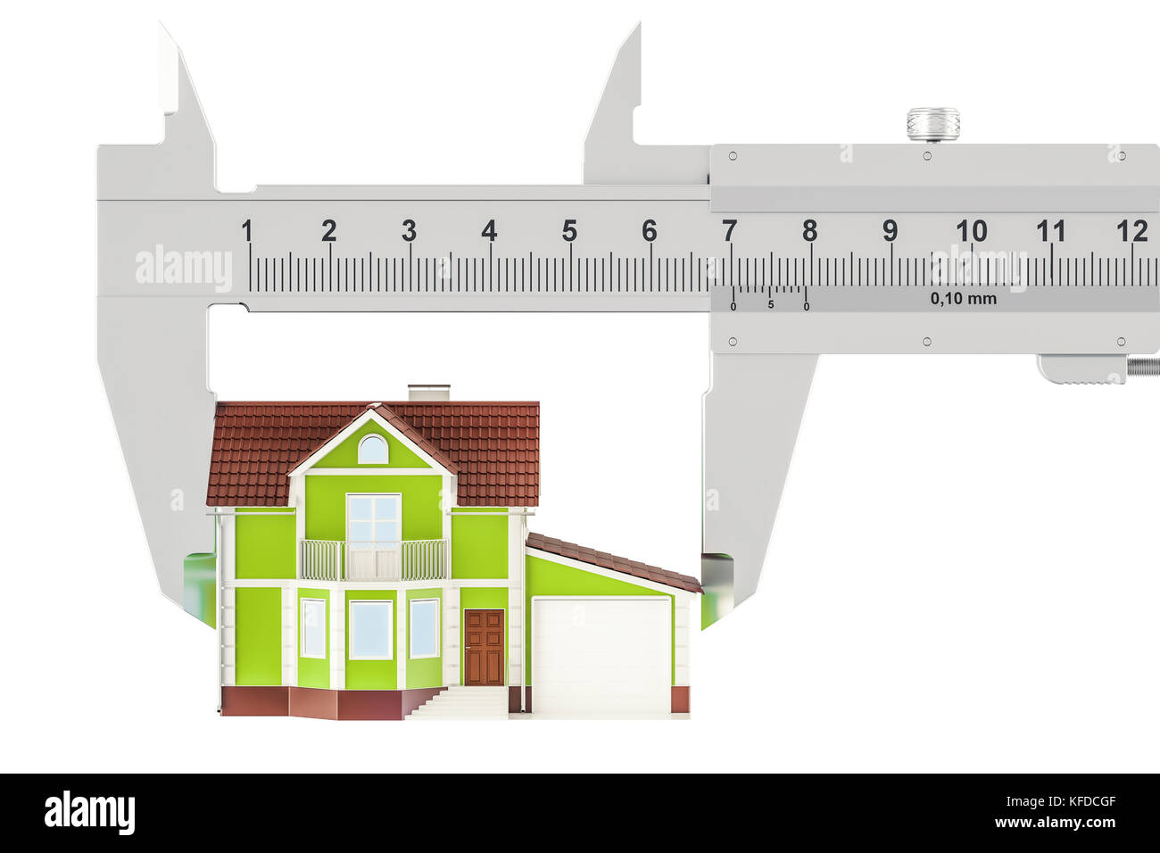 Caliper with House, 3D rendering isolated on white background Stock ...