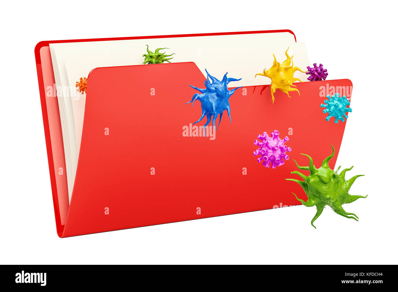 Computer folder icon with virus, 3D rendering isolated on white ...