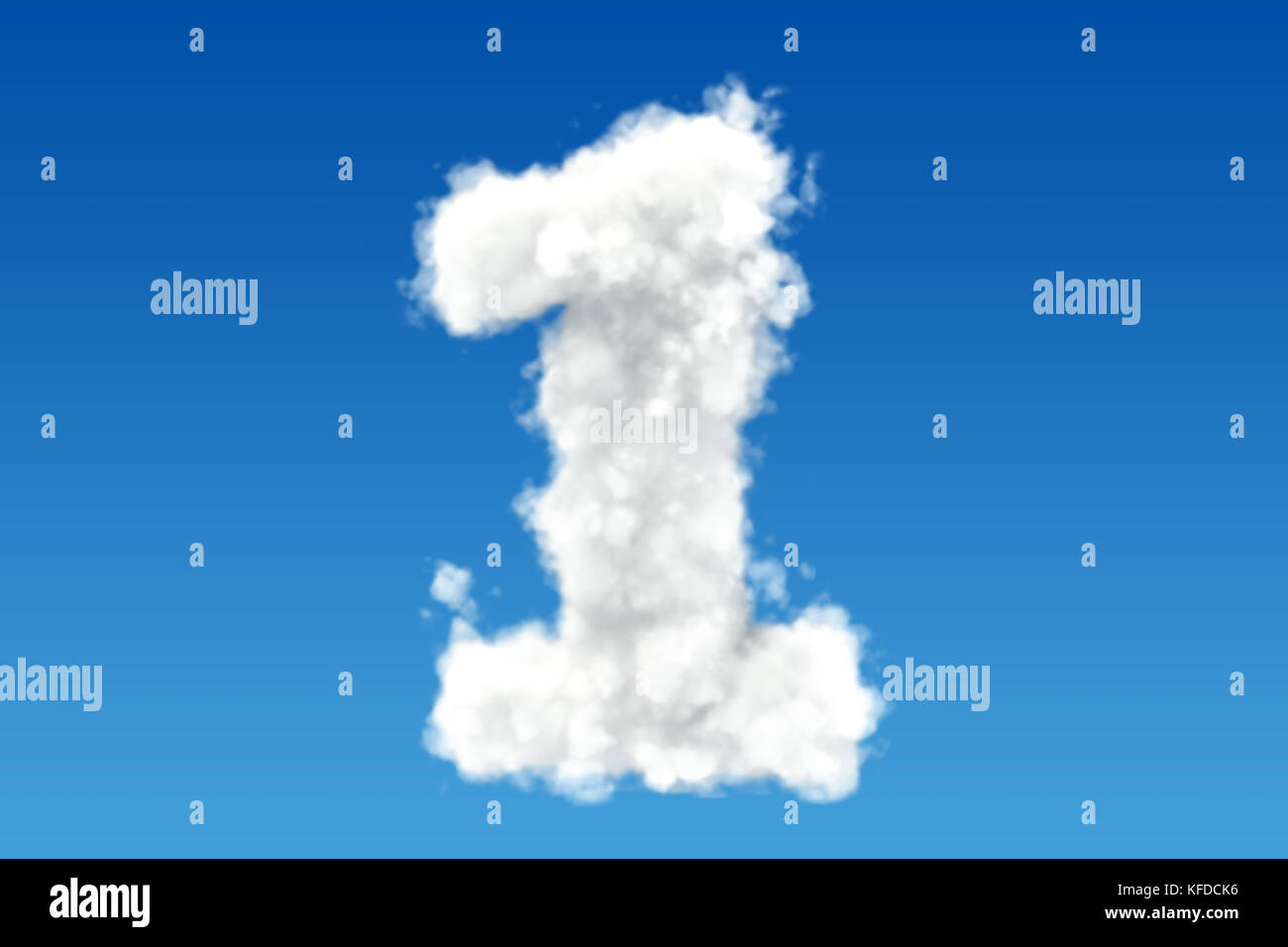 Number 1, from clouds in the sky. 3D rendering Stock Photo - Alamy