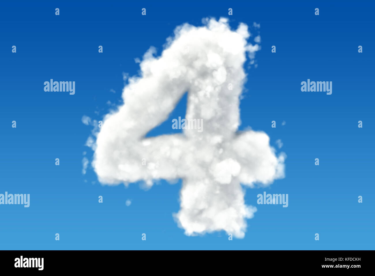 Number 4, from clouds in the sky. 3D rendering Stock Photo - Alamy