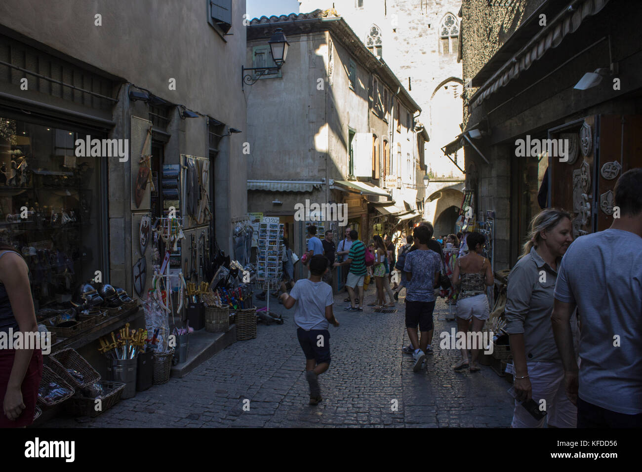 Inside the Cite de Carcassonne, a medieval fortress citadel located in ...