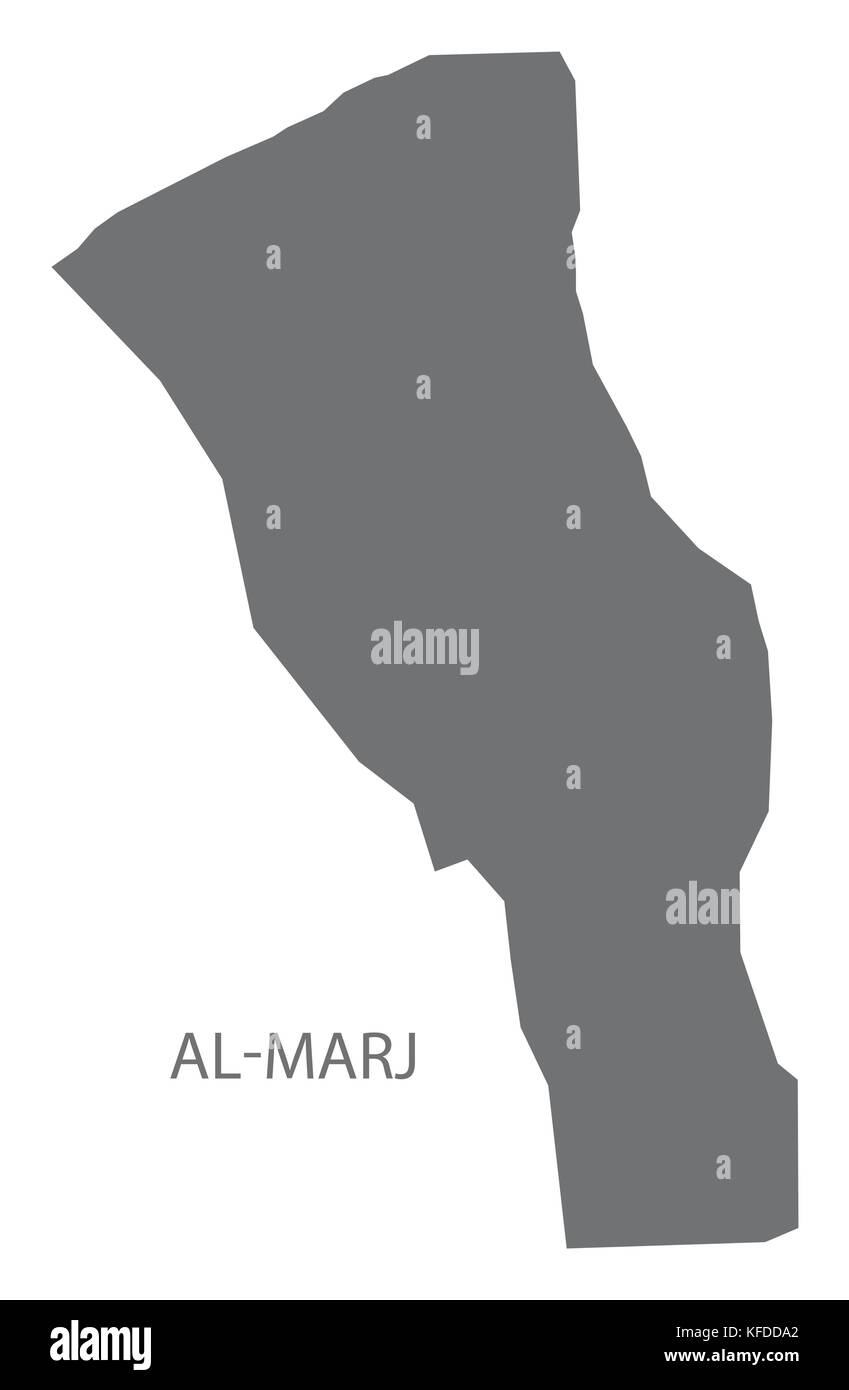 Al-Marj district map of Libya grey illustration silhouette shape Stock ...