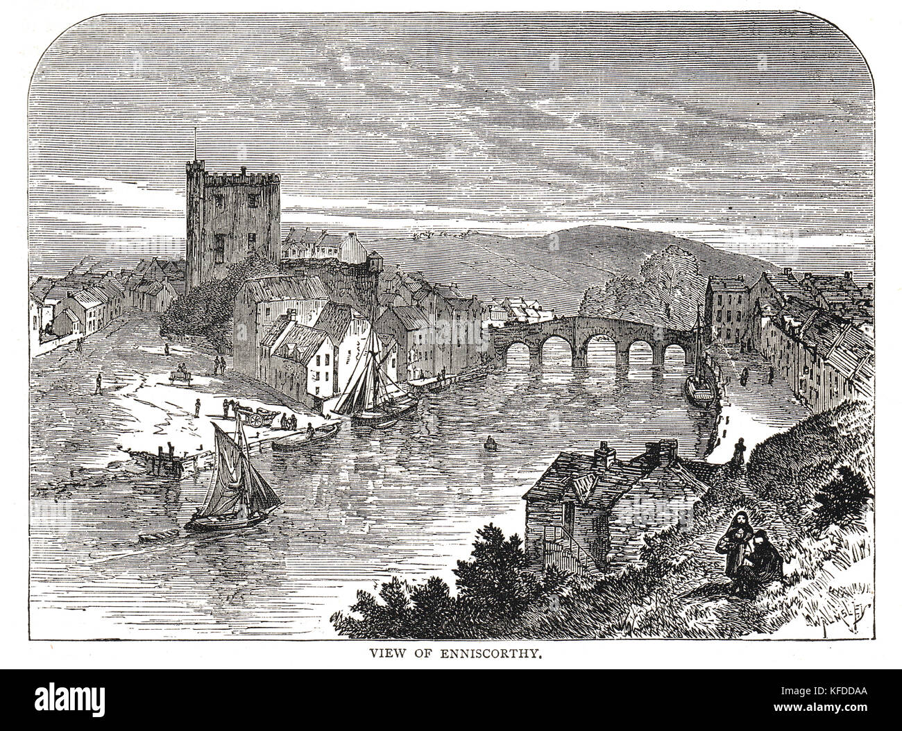 View of Enniscorthy, Wexford, Ireland, at the time of Irish Rebellion ...