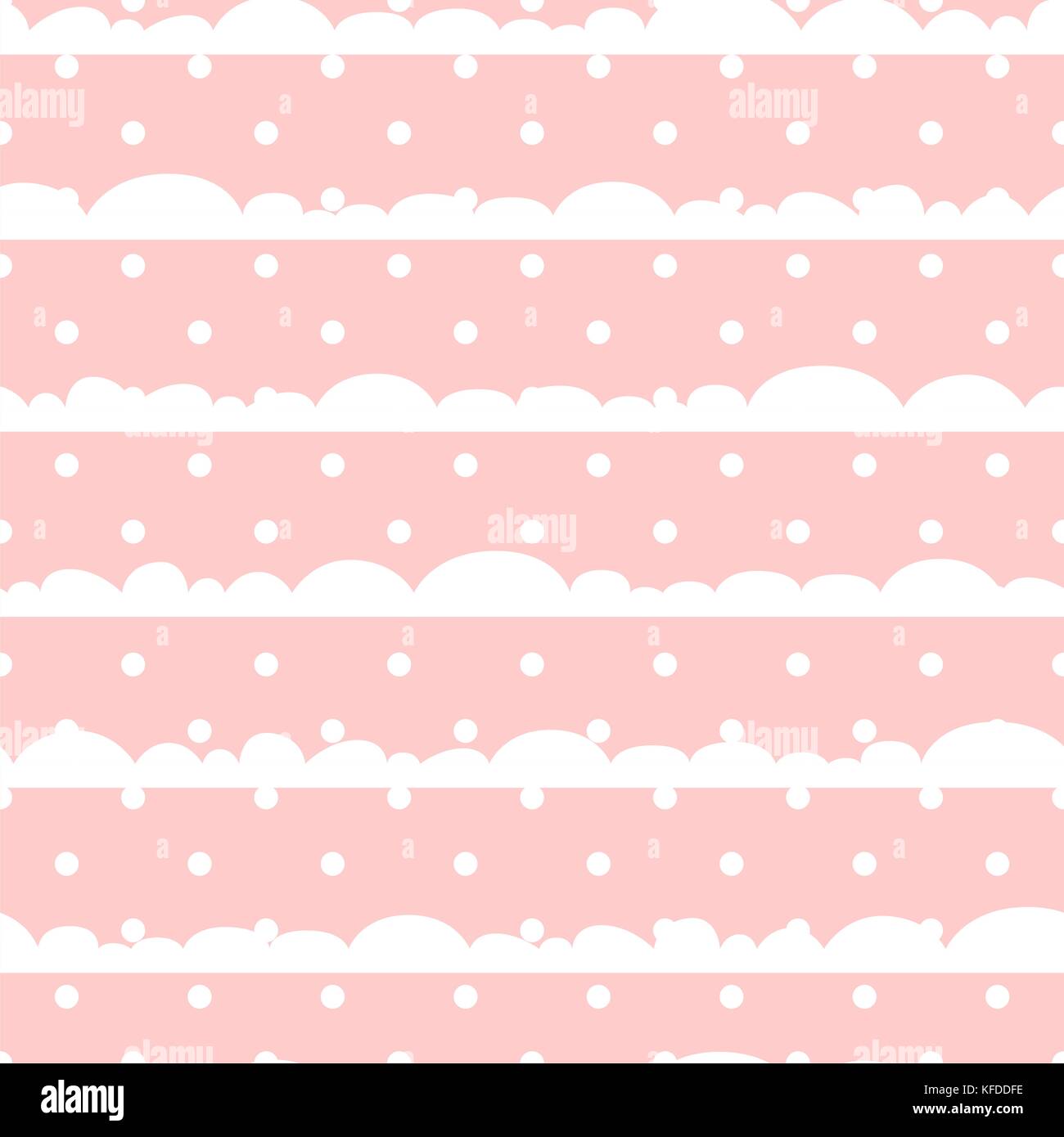 Pink and white polka dot clouds baby seamless vector pattern Stock ...