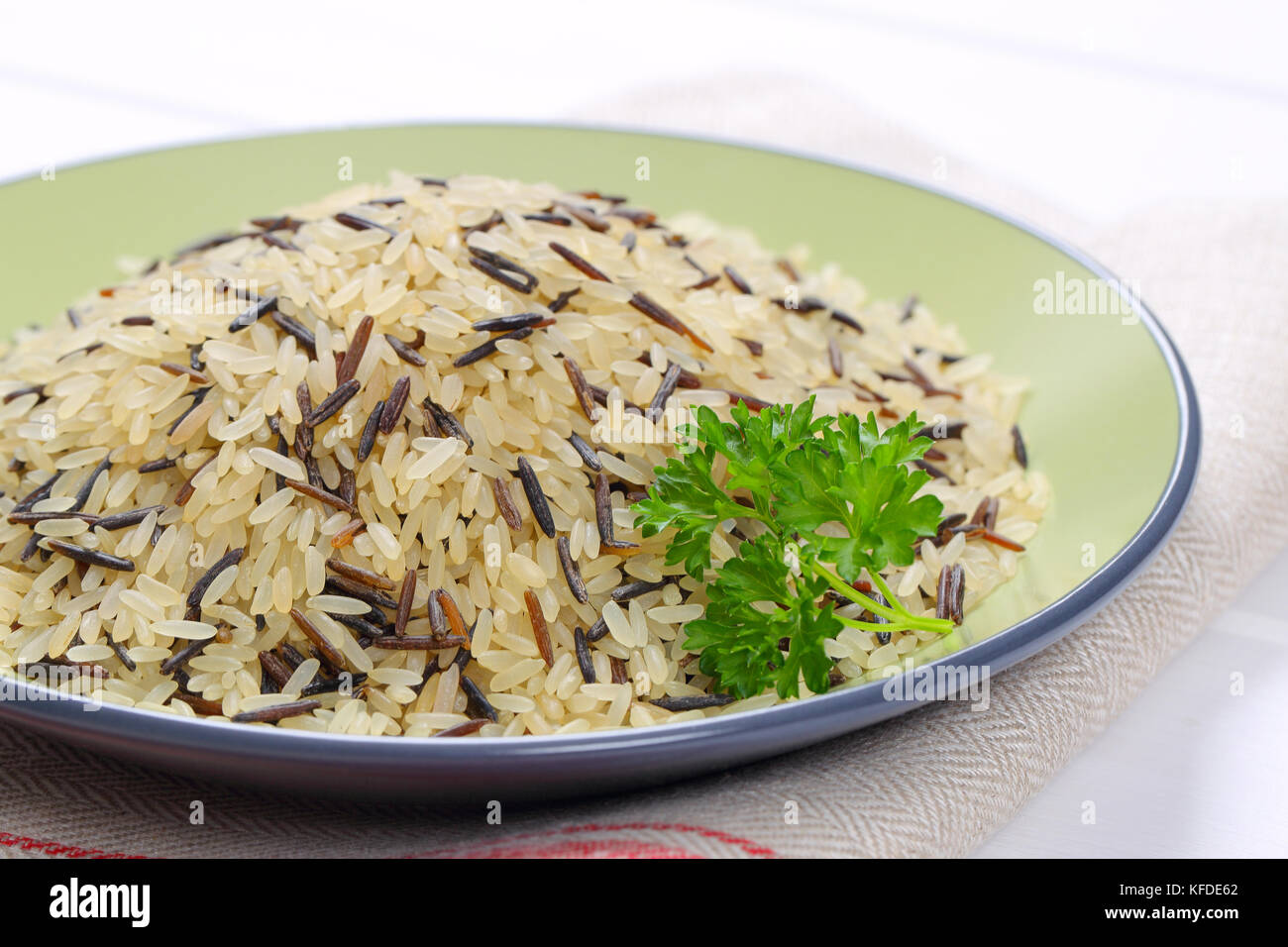 plate of wild rice on place mat - close up Stock Photo - Alamy