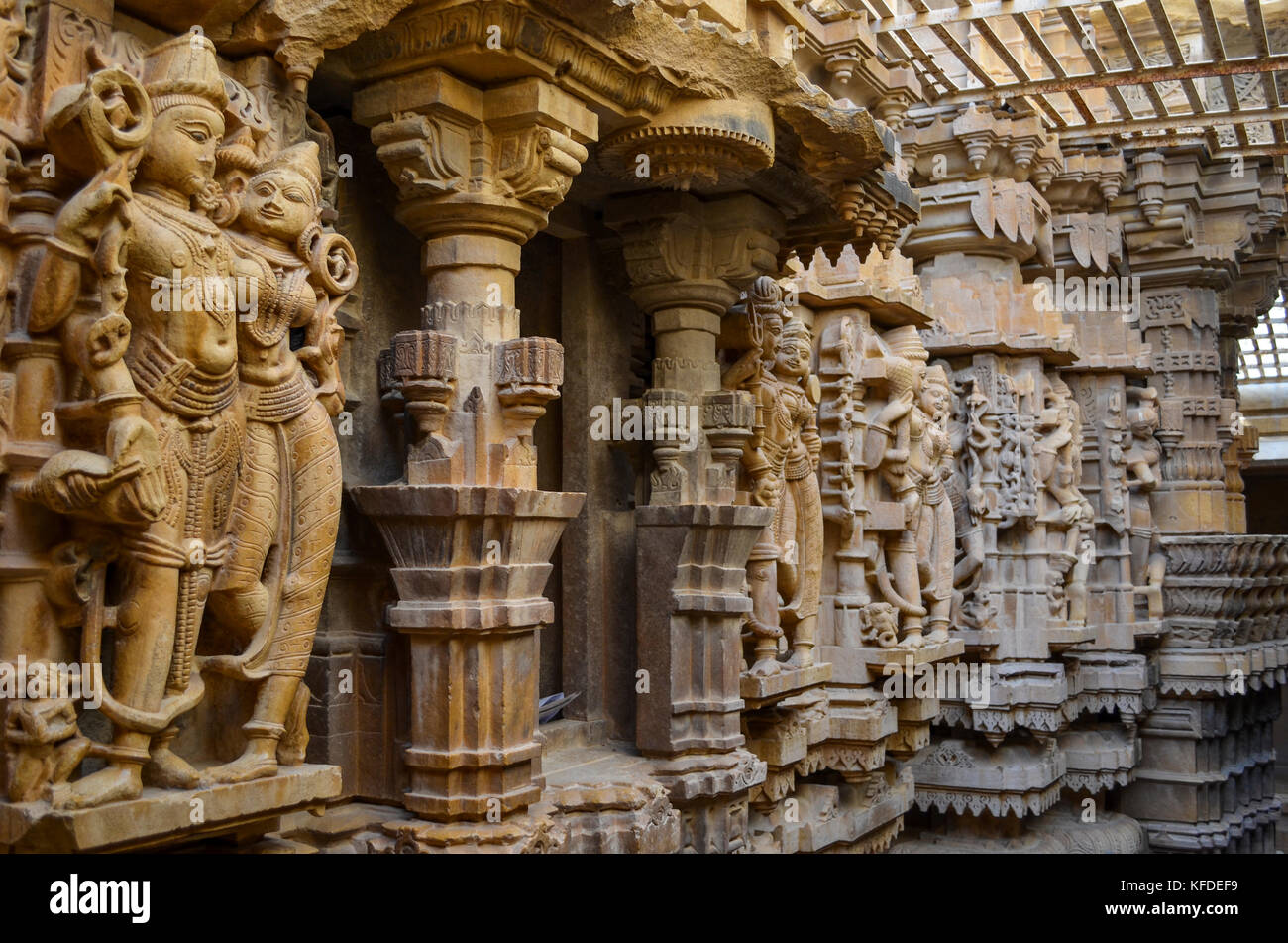 Carving on the walls and columns of the Jain Temple Stock Photo - Alamy