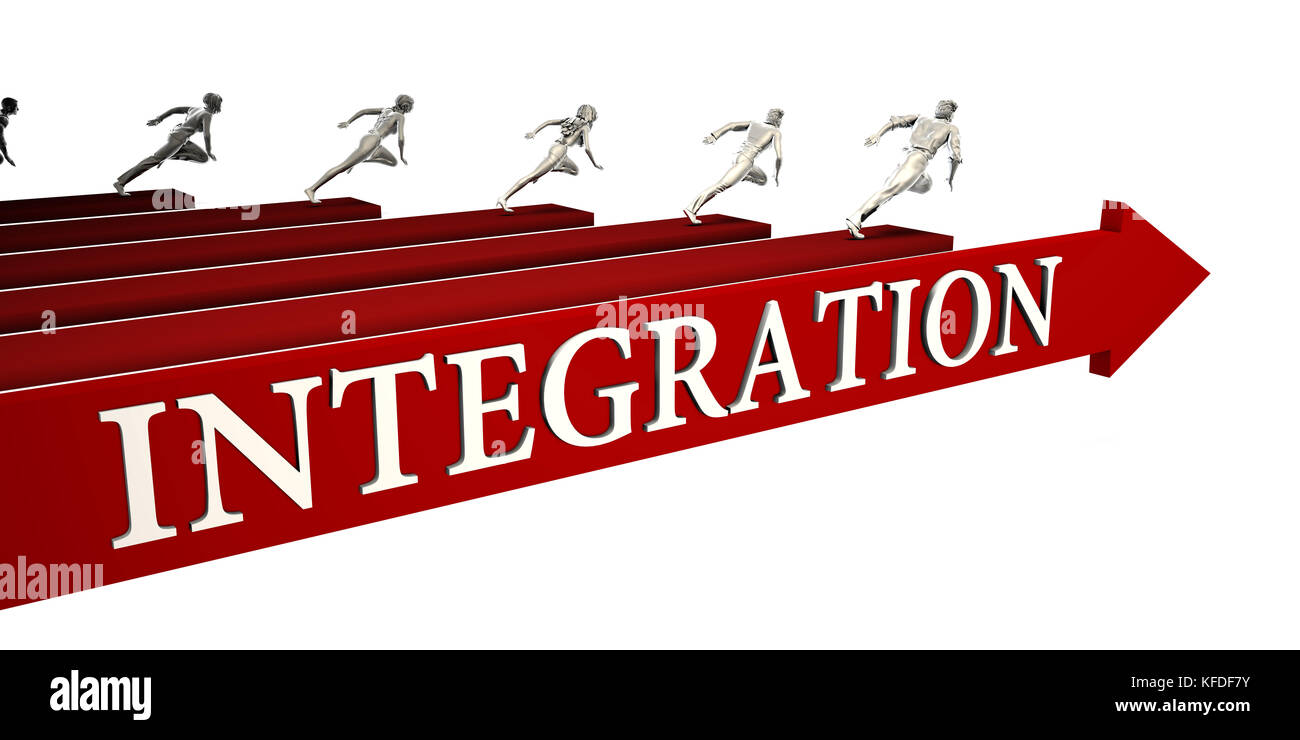 Integration Solutions with Business People Running To Success Stock ...