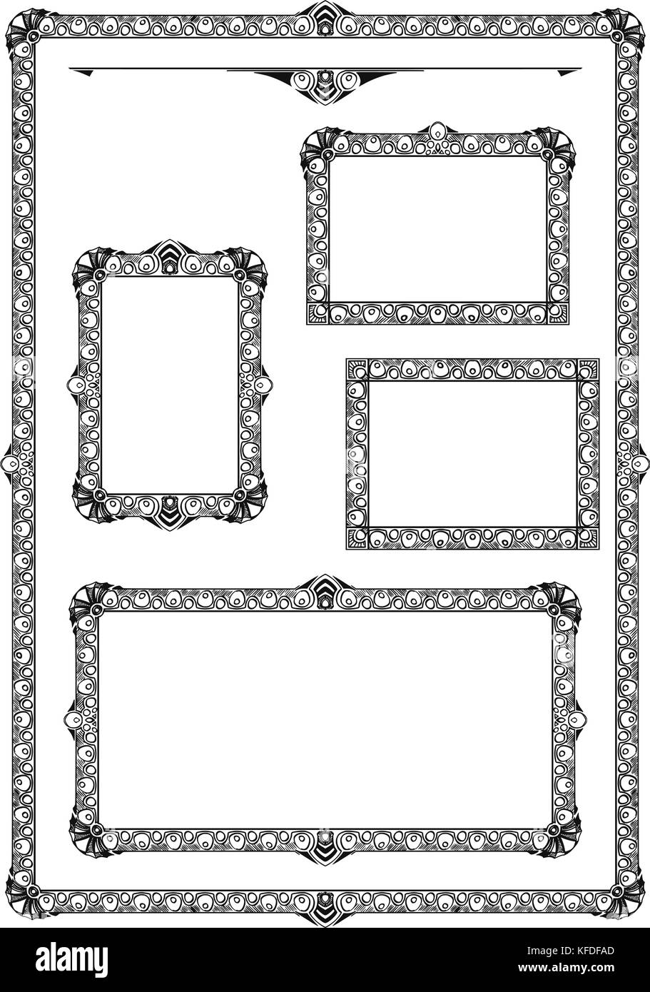 Set of various artistic ornamental frame label designs in same style ...