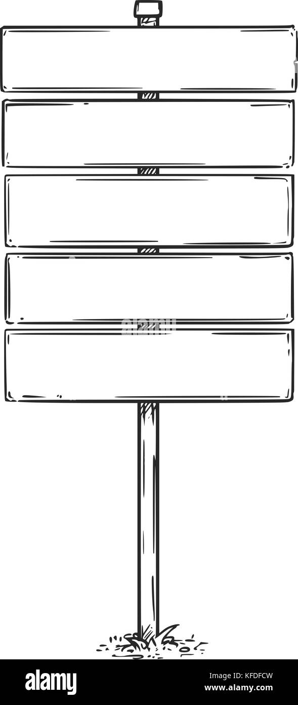 Vector drawing of five empty blank sign boards Stock Vector Image & Art ...
