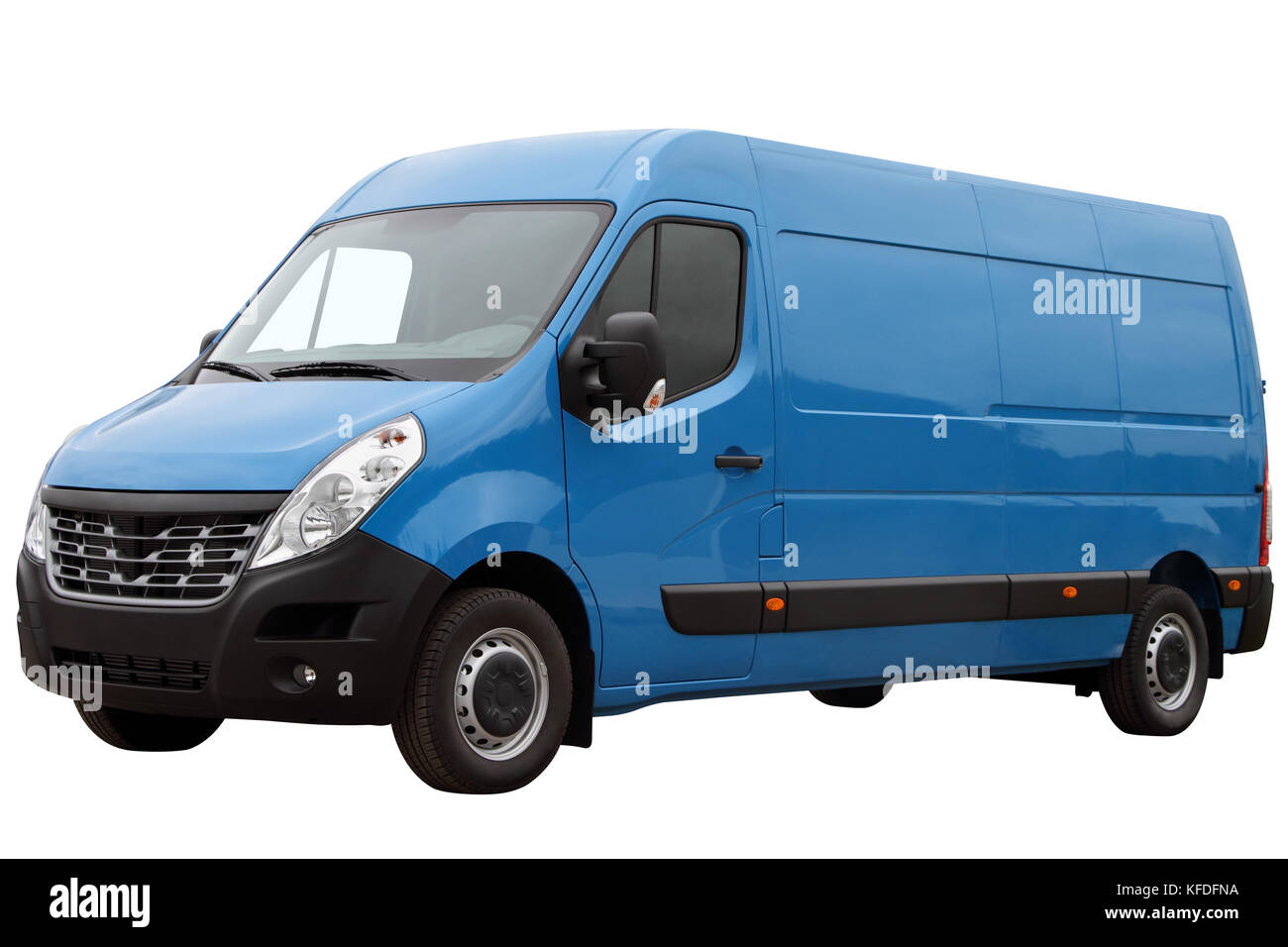 Modern blue van, isolated on white background Stock Photo - Alamy