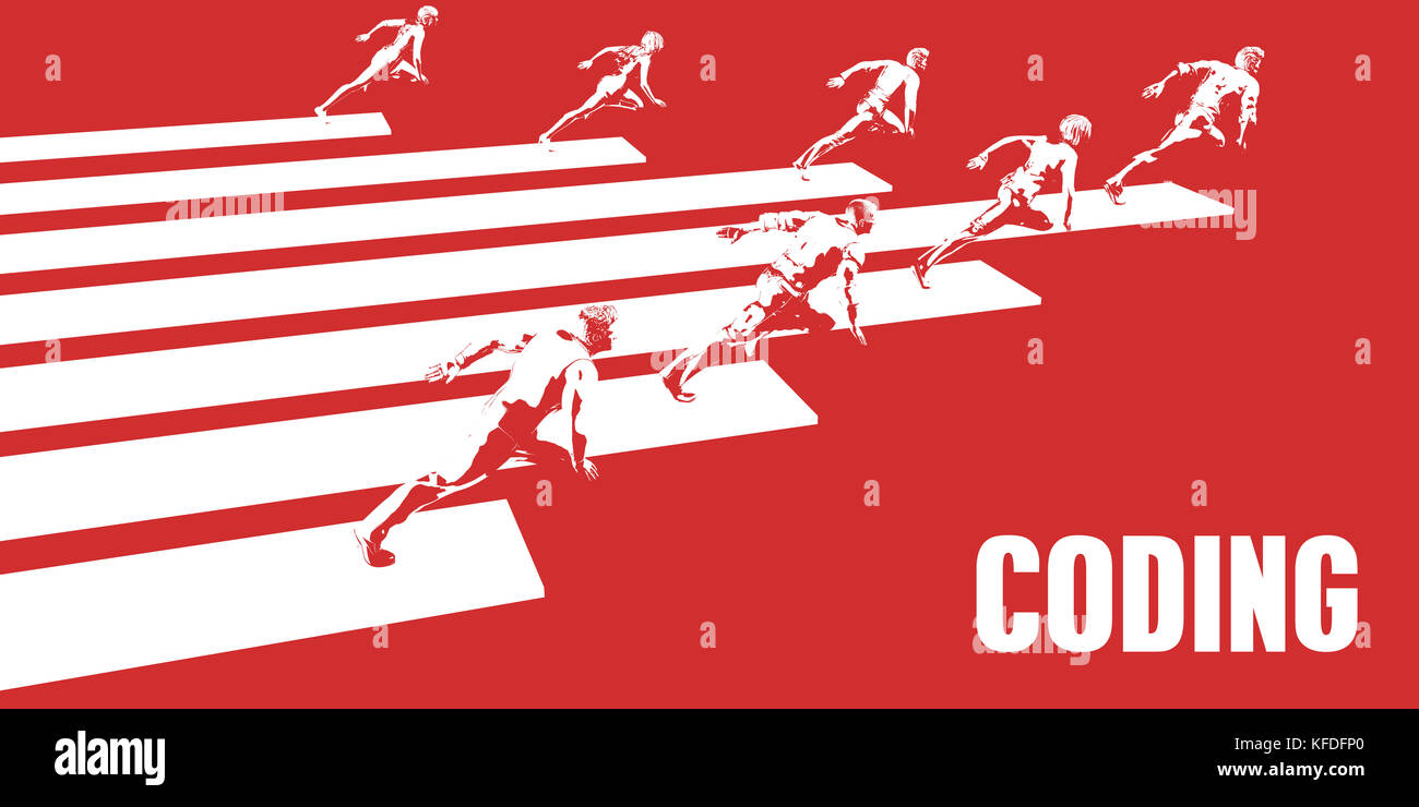 Coding with Business People Running in a Path Stock Photo - Alamy