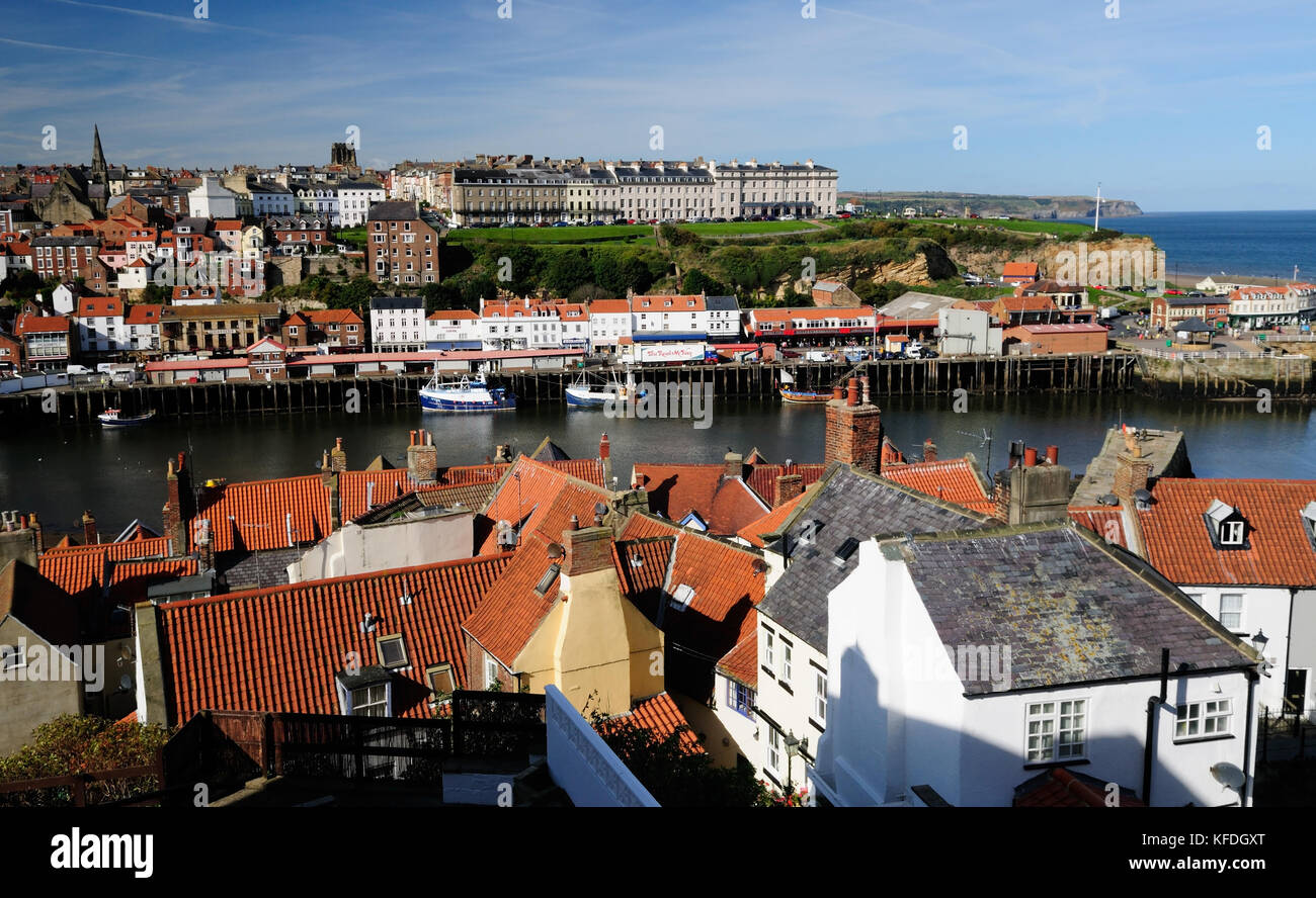 Rooftop view across Whitby harbour Stock Photo - Alamy