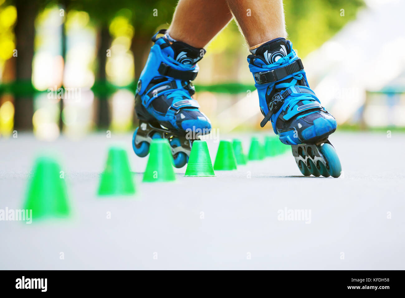Inline skater cones park hi-res stock photography and images - Alamy