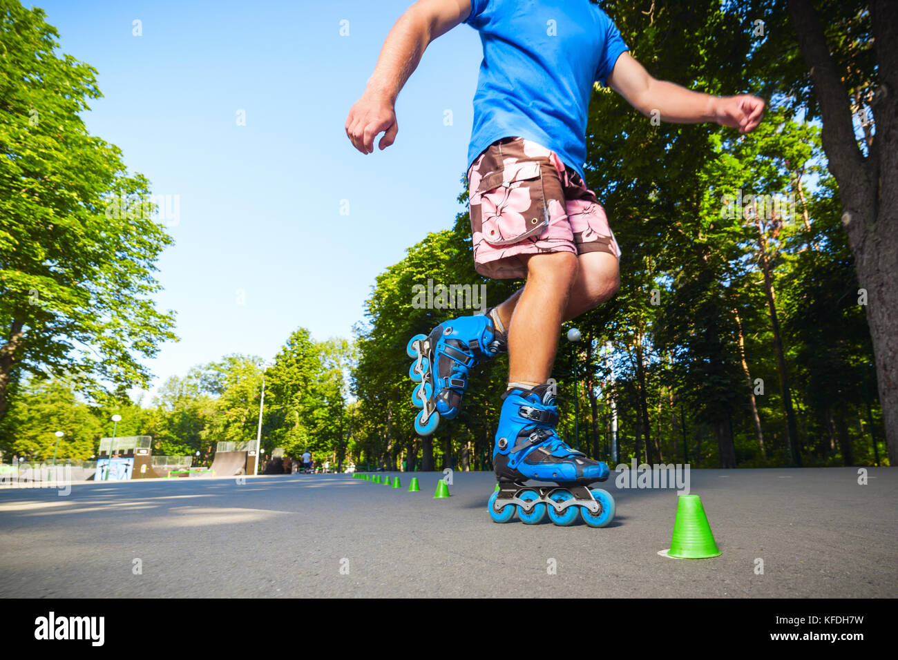 Inline skater cones park hi-res stock photography and images - Alamy