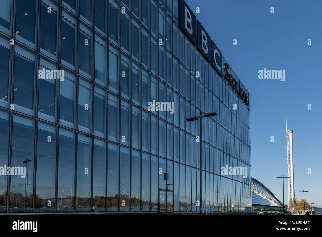 The BBC Scotland Building On The River Clyde With The Glasgow Tower ...