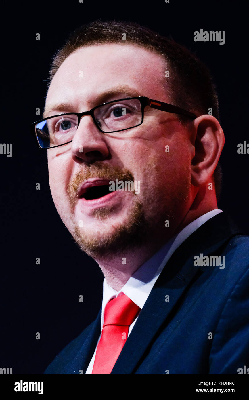 Andrew Gwynne addresses the Labour Party Autumn Conference at Brighton ...