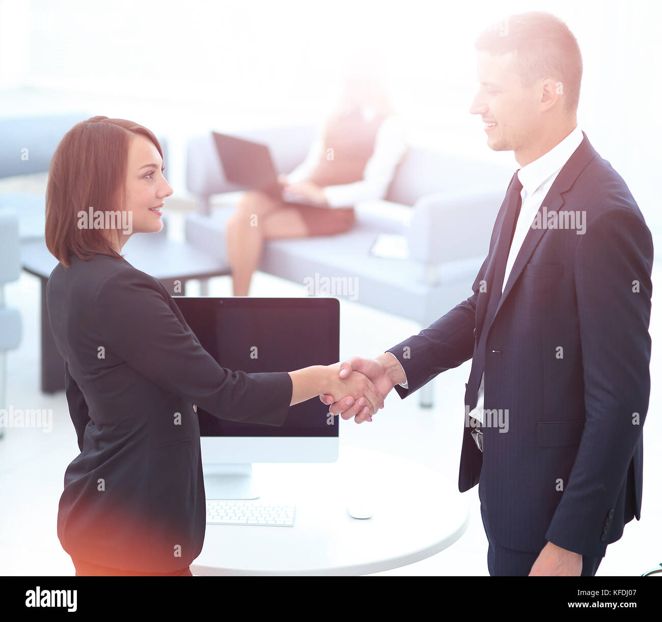 Business people shaking hands. finish job Stock Photo - Alamy