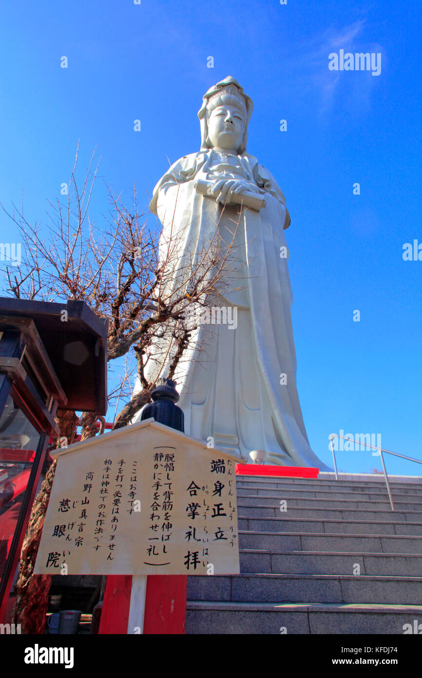 Takasaki Kannon White Statue of Goddess in Takasaki city Gunma Japan ...