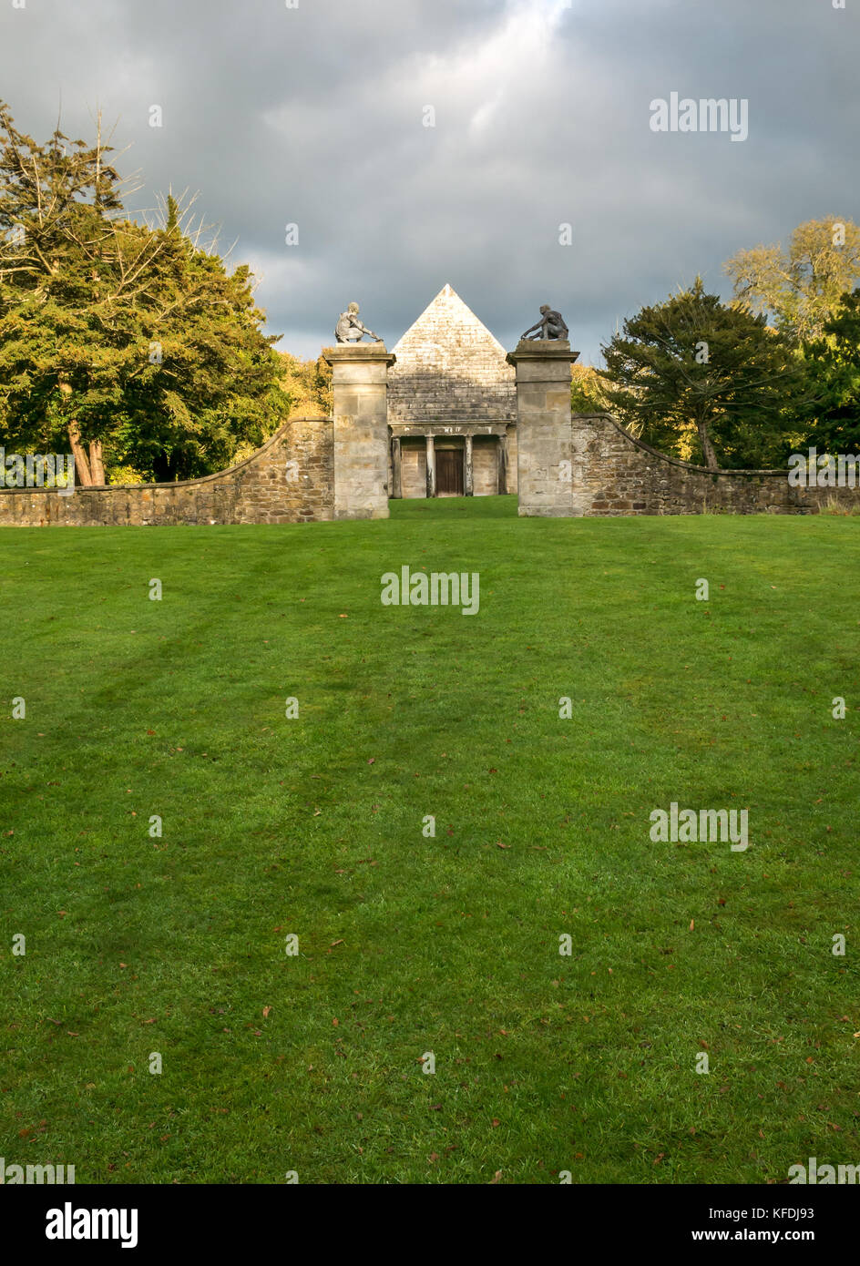 Pyramid mausoleum and Doric portico, gate piers, Gosford Estate, East ...