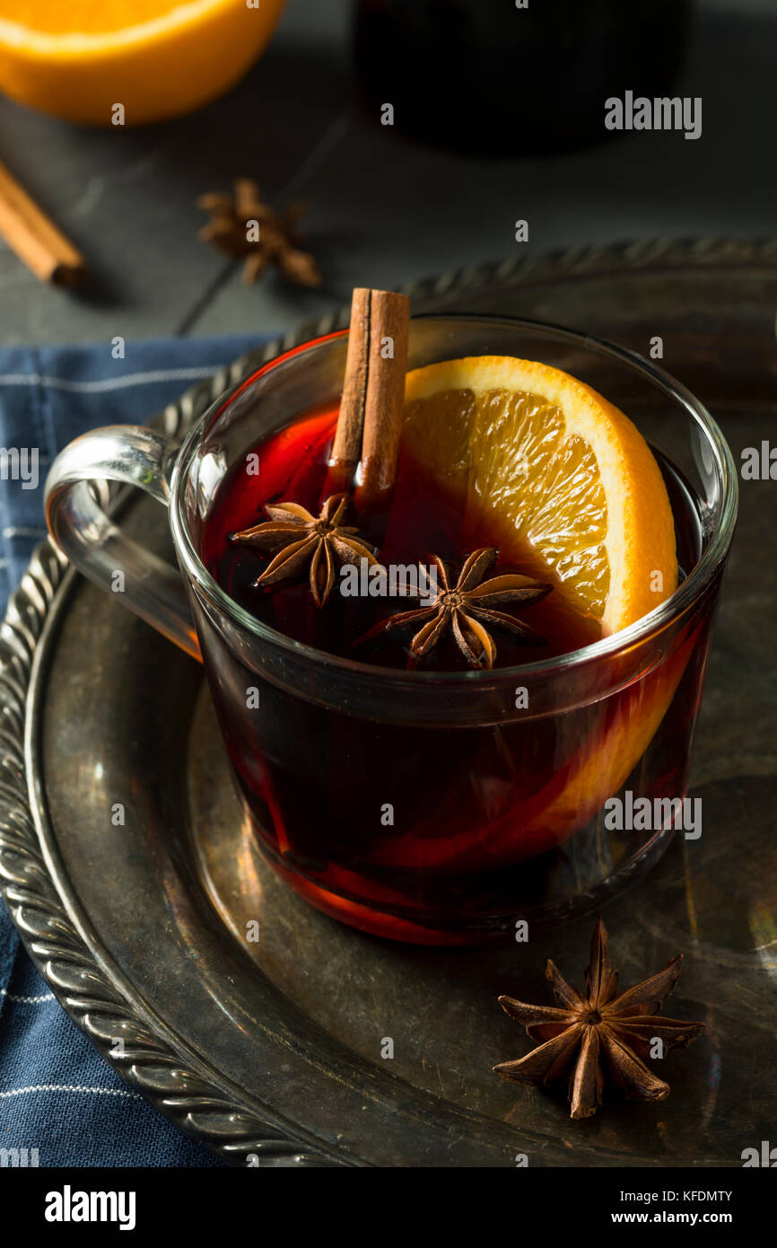 Spiced Homemade Mulled Wine with Orange and Cinnamon Stock Photo - Alamy