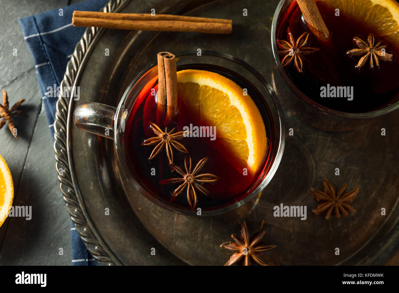 Spiced Homemade Mulled Wine with Orange and Cinnamon Stock Photo - Alamy